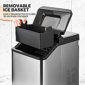 mollie Ice Machine Maker Countertop, 32 Ice Square Cubes Ready in 20 Mins, 33lbs/24 hrs, Self-Cleaning Ice Machine, 2 Size Ice Cubes for Kitchen Office Bar Party, 2.5L Water Tank
