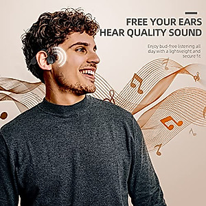CHENSIVE Bone Conduction Headphones, Wireless Headphones Bluetooth 5.0, Open Ear Headphones with Built-in Mic, Sweatproof Sport Headsets for Running, Cycling, Driving, Hiking, Yoga