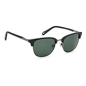 Fossil Men's Male Sunglass Style FOS 2113/G/S Square, Matte Black/Green, 51mm, 20mm