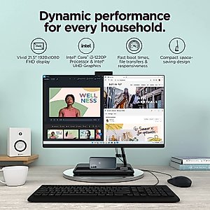 Lenovo 2024 IdeaCenter 22" FHD WVA AIO Desktop Intel 10-Core i3-1220P Intel UHD Graphics 8GB DDR4 256GB NVMe SSD WiFi AX Bluetooth HDMI Webcam RJ-45 Wireless KB Mouse Windows 11 Pro w/RE USB