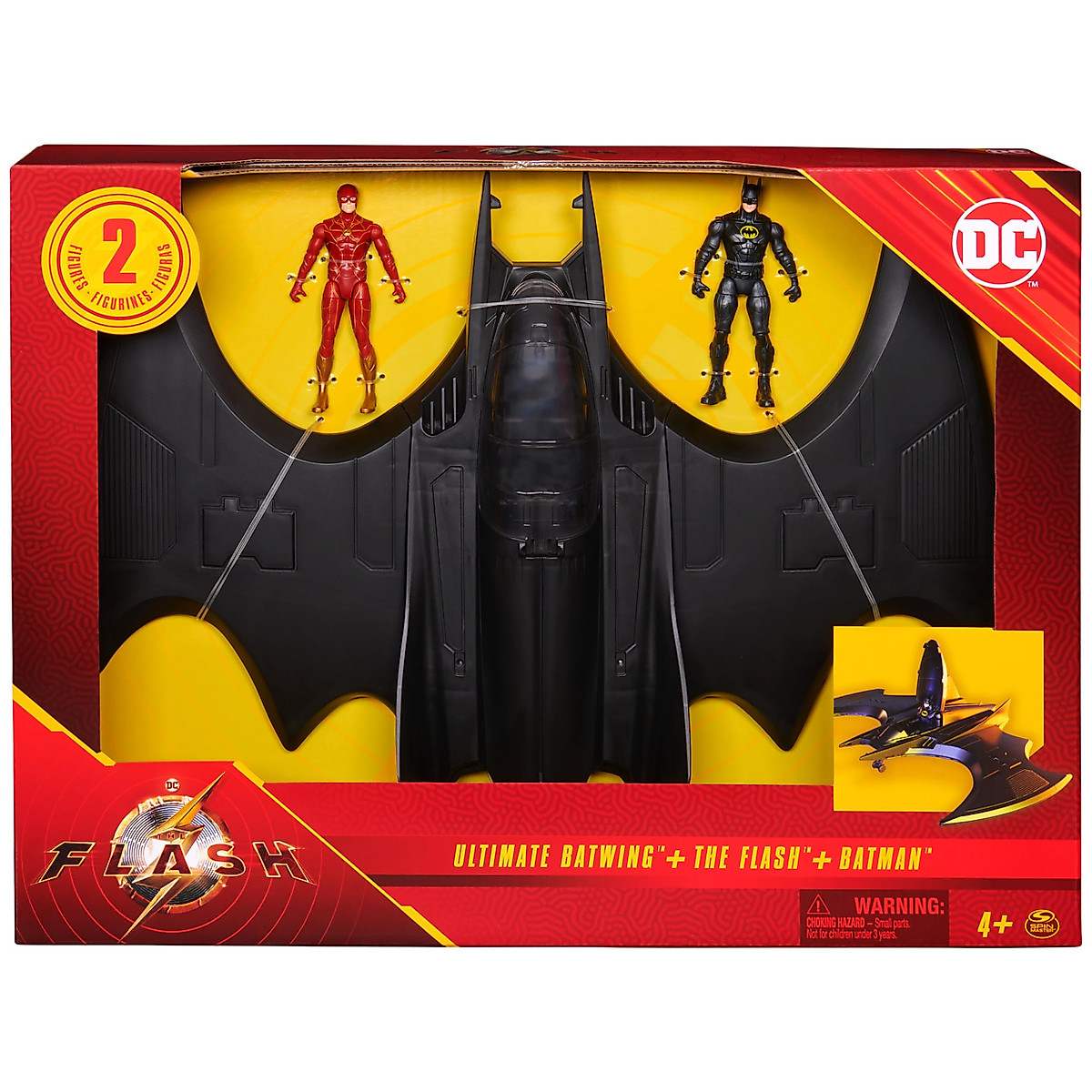 DC Comics, The Flash Ultimate Batwing Set The Flash and Batman Action Figures, 4-inch Playset Kids Toys for Boys and Girls 3 and Up