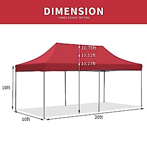 10 FT X 10 FT Double Hardtop Gazebo Galvanized Steel Outdoor Patio Gazebo Aluminum Frame Double Vented Roof Pergolas with Curtains (Red)