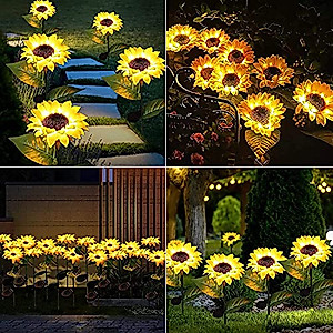 ZHUPIG Solar Solar Sunflower Lights Outdoor 2 Pack, Solar Garden Lights Landscape Pathway Lights Decorative Stake, Auto ON/Off, Waterproof LED Solar Powered Lights for Patio Lawn Garden Yard