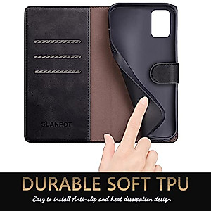 SUANPOT for Samsung Galaxy A71 5G (Non 4G Version) Leather Wallet case with RFID Credit Card Holder Flip Folio Book Phone case Cover for Samsung A71 case Wallet for Men Women Shockproof Black
