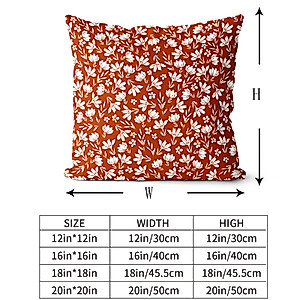 Snycler Spring Flower Pillow Covers 18x18 Set of 2 Rustic Cute Small Floral Red Cream Decorative Throw Pillows Outdoor PillowCase Farmhouse Velvet Cushion Case Decor for Home Sofa Couch Bed