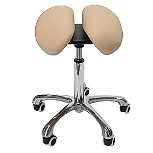 Rolling Saddle Stool w. Split Seat (Beige)