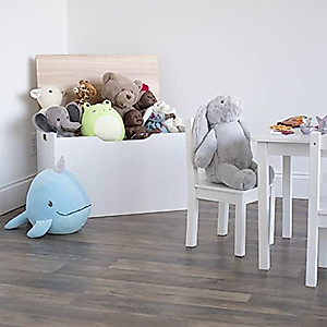 Humble Crew Expedition Hinged Toy Storage Chest with Lid, White & Natural Wood