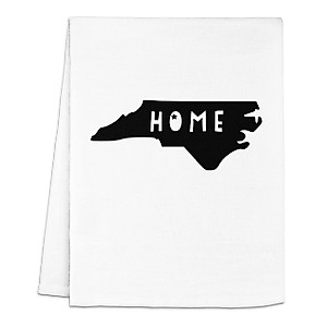 Sweet Dish Towel, North Carolina Home State, Flour Sack Kitchen Towel, Sweet Housewarming Gift, Farmhouse Kitchen Decor, White or Gray (White)