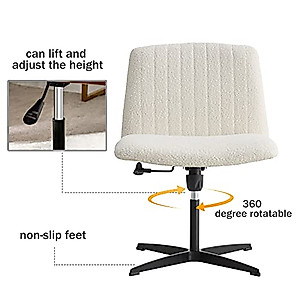 conforliving Armless Office Desk Chair No Wheels Vanity Chair Mid-Back Ergonomic Home Office Computer Chair Comfortable Adjustable Swivel Task Chair with Thickened Cushion（Velvet-Padded）
