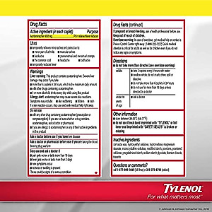 Tylenol Arthritis Pain 250 Caplets Bottle, 650mg Acetaminophen