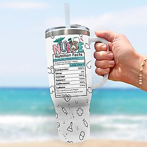 Personalized Nurse Tumbler 40oz -bariatric nurse-Custom Name Insulated Travel Mug with Handle & Straw, Gift for Nurses, Medical Workers, Appreciation, Mother's Day LmfBoT