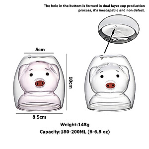 TREEWOO Creative Coffee Mug Cute White Pig Double Wall Milk Juice Tea Glass Cup Heat Resistant Drinkware Crystal Valentine's Day Gift