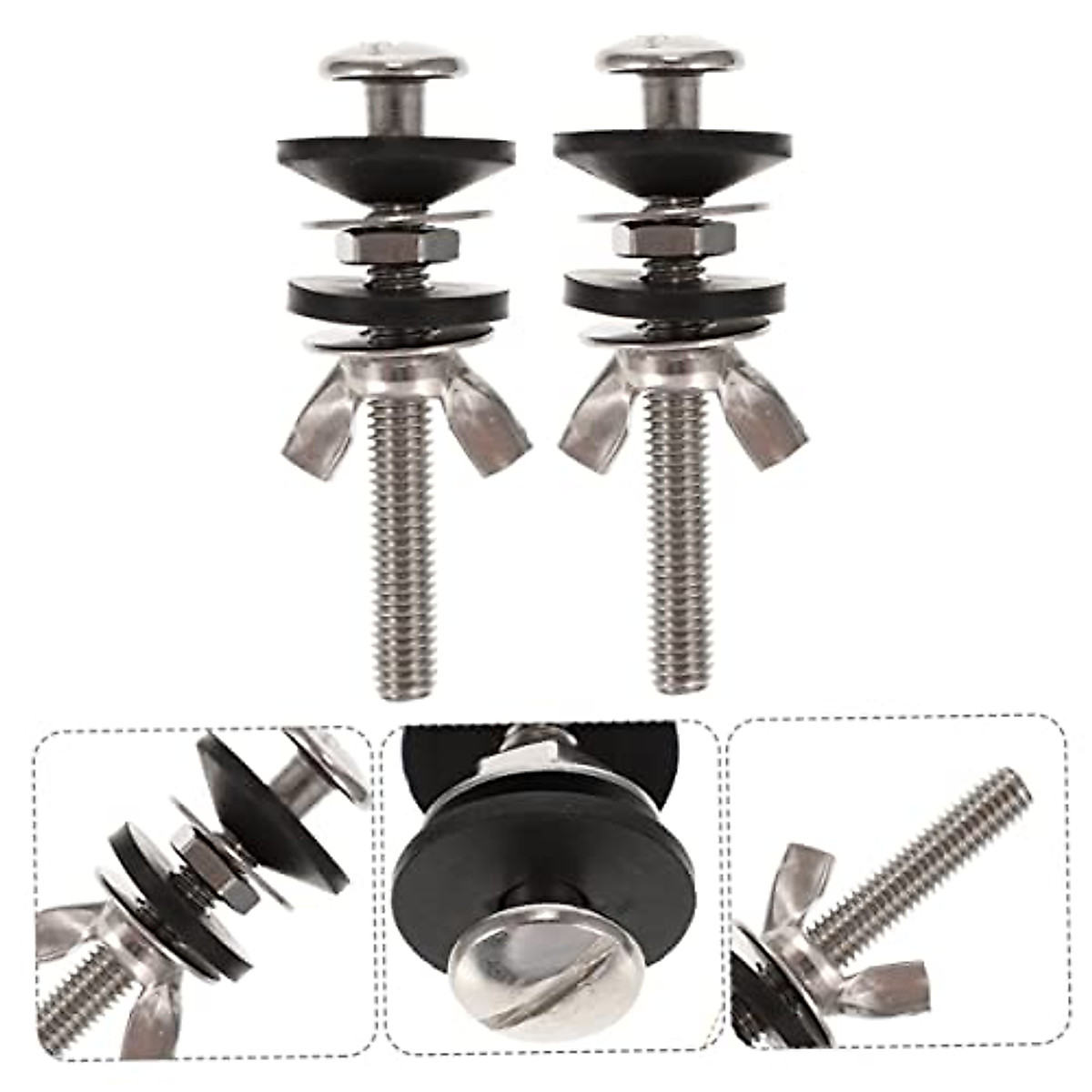 Angoily 4 Pcs Toilet Tank Screw Toilet Cover Nuts Toilet Hinges Screws Toilet Cover Screw Replacement Toilet Fixing Screws Closestool Accessories Toilet Screws M8 Rubber Toilet Lid Bolt