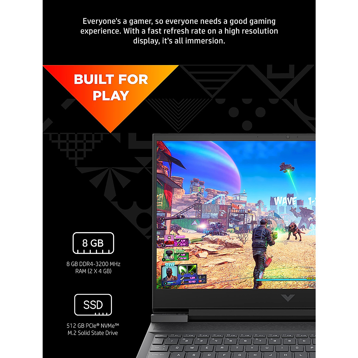 Victus 16 Laptop, NVIDIA GeForce RTX 3050, AMD Ryzen 5 5600H Processor, 8 GB RAM, 512 GB SSD, 16.1” Full HD IPS Display, Windows 10 Home, Backlit Keyboard, OMEN Gaming Hub (16-e0010nr, 2021)