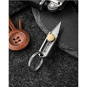 SZHOWORLD Ultra Small Titanium Utility Knife, EDC Tiny Knife Box/Package Opener with Stainless Steel Blade,Ultra Lightweight and Quality