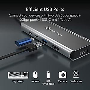 j5create USB4 Dual 4K Multi-Port Hub -5 in 1 USB4 Hub with PD 85W, Dual 4K Display, DisplayPort 1.4, USB-A, USB-C Ports | for Macbooks, Windows Laptops, Thunderbolt 3/4, and USB4 Devices (JCD401)