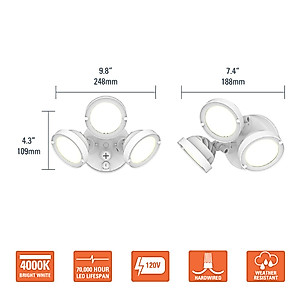 HALO TGS Outdoor Integrated LED Flood & Security Light Triple Round Head White