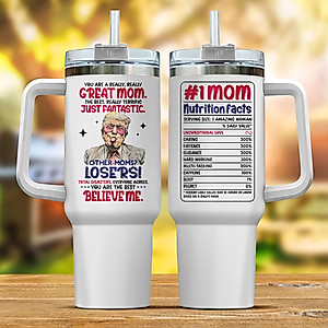 9SUNFLOWER To Modern Best Mothers Straws Mommy Ever Funny Cups Insulated Tumblers Cup Day Momma For, Trump Mom Nutrition Facts, Tumbler 40 Oz With Handle Lid And Straw, Trump Gifts