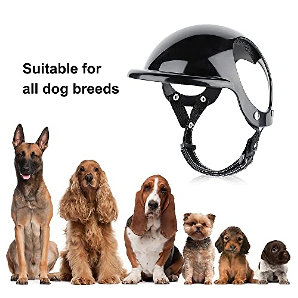 Dog Helmet, Adjustable Pet Hat Drop Resistant Outdoor Bike Pet Cap with Double Ear Holes for Small Medium Large Dogs(S/M/L)