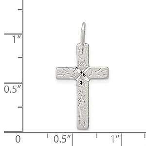 Diamond2Deal Gift for Mothers Day 925 Sterling Silver Diamond-Cut Religious Crucifix Cross Pendant Fine Jewelry for Women (L- 30 mm W- 15 mm)