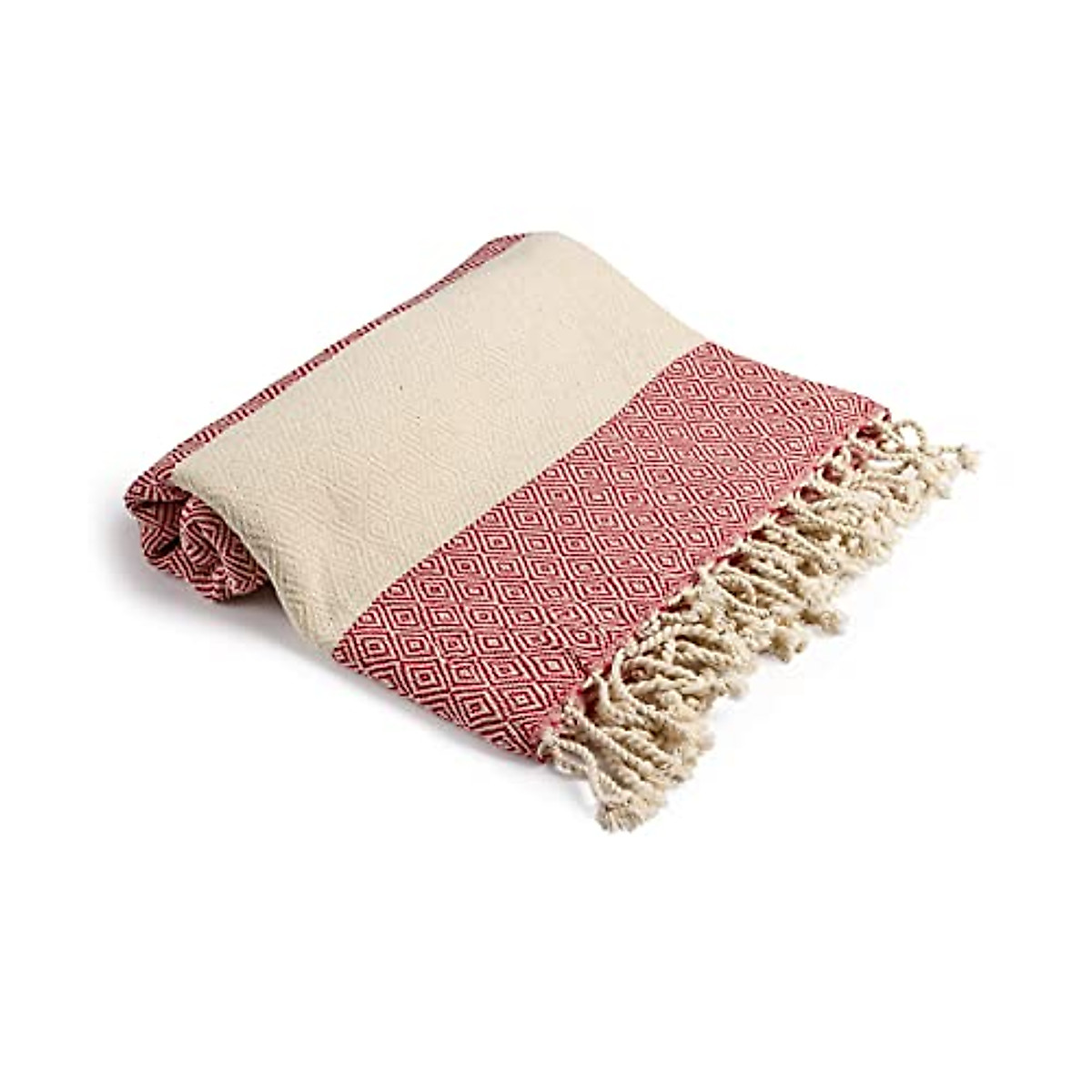 Aegean Turkish Beach Towel (37 x 73) for Adult - Prewashed for Soft Touch, 100% Cotton - Quick Dry Bath Towels with Amazing Colors - Unique Turkish Towels for Bathroom, SPA, Yoga Peshtemal- [Red]