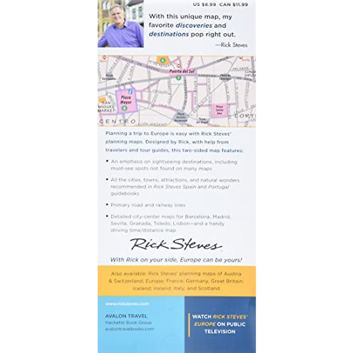 Rick Steves' Spain and Portugal Map: Including Barcelona, Madrid and Lisbon