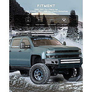 OCPTY Pair Tow Mirror Towing Mirrors Fit for Chevy 1988-2001 for GMC C3500 1988-2001 for GMC Suburban/Yukon 1992-1999 for GMC Yukon 2000 with Power Adjusted Manual Folding Telescoping