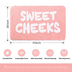 DHUJBFF Sweet Cheeks Bath Mat for Tub - Trendy Cute Pink Bath Mats for Girls, Anti Slip Funny Bath Rugs for Bathroom, Blush Pink Bathroom Decor Accessories, Hypebeast y2k Room Decor