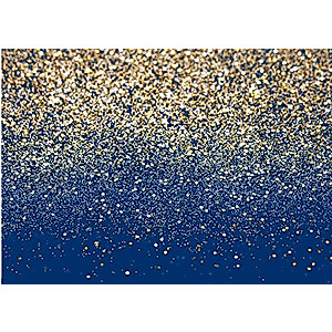 CYLYH 7X5FT Blue and Gold Backdrop Golden Spots Backdrop Vinyl Photography Backdrop Vintage Astract Background for Family Birthday Party Newborn Studio Props D595