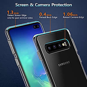 Rayboen Case for Samsung Galaxy S10 Plus (Not for S10), Crystal Clear Non-Slip Anti-Yellowing Shockproof Protective Phone Case, Hard PC Back & Soft TPU Frame Slim Cover for Galaxy S10+ Plus