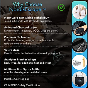 NordikEscape Infrared Sauna Blanket Zero EMF (70"x36") - Far Infrared Blanket Sauna for Detox and Relaxation - infared Sauna Blanket - Infrared Sauna Bag - Sauna Manta - Portable Home Sauna