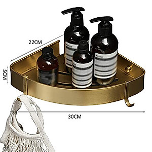 Wall Mounted Shower Shelf Corner Shelf Gold Kitchen Storage Shelf Bathroom Shelf 1 Layer, 2 Layers with Hook Durable Space Saving - Aluminum