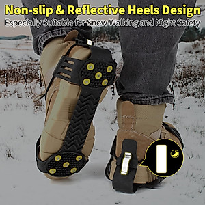 Xproutdoor Non-Slip Ice Cleats Snow Grips, with Adjustable Cord, Strong Traction Crampons 10 Steel Studs, for Shoes and Boots, Snow Ice Walking, X-Large