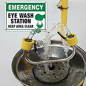 Eye Wash Station Signs, Emergency Sign, 10x7 Rust Free Aluminum, Weather/Fade Resistant, Easy Mounting, Indoor/Outdoor Use, Made in USA by SIGO SIGNS