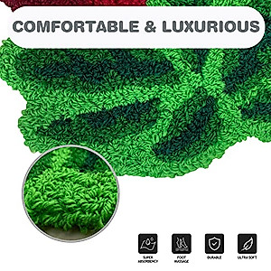 Abreeze Toilet Red Rug Strawberry Kids Rug Colorful Handmade Floor Mats Non-Slip Princess Rugs, 31"x23"