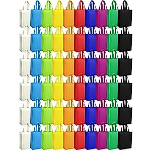 60 Pack Non Woven Tote Bags Reusable Gift Bag Large Reusable Bags with Handles Foldable Grocery Tote Adults Kids Goodie Bags Non Woven Fabric Bags for Birthday Party Shopping Treat Favor, 14 x 10 Inch