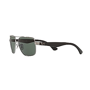 Ray-Ban Men's RB3483 Metal Square Sunglasses, Gunmetal/Green, 60 mm