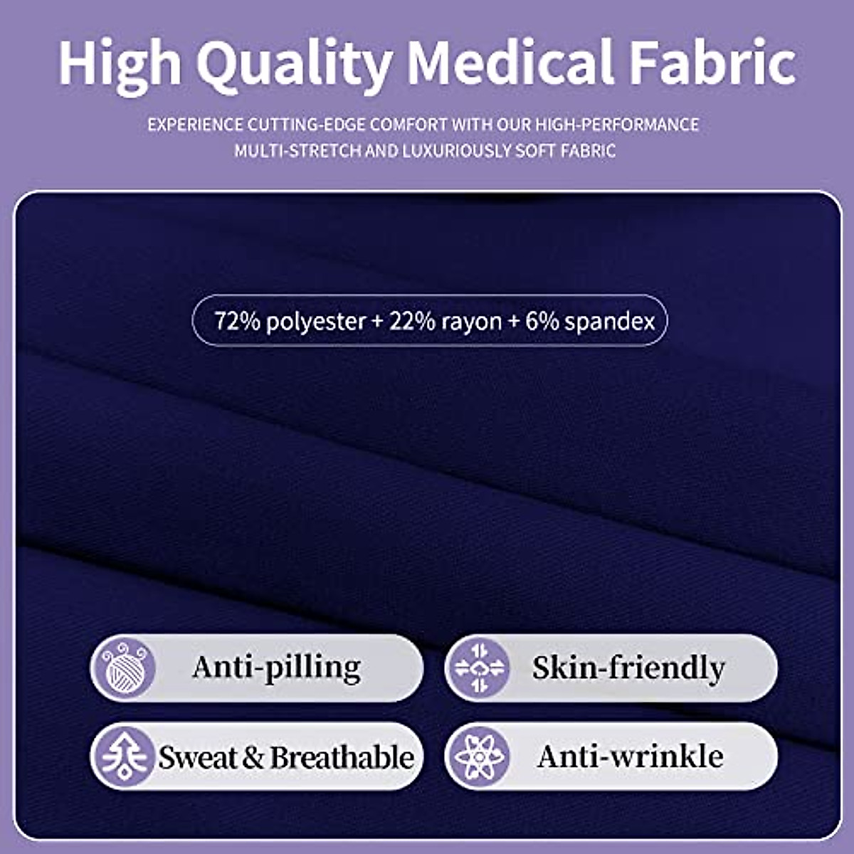 niaahinn Scrub Set with Long Sleeve for Women Scrub Top & Jogger Scrub Pants Medical Working Uniforms with Pockets (Navy Blue,M)