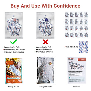 500cc (100 PCS – 5 Pcs Packs * 20 sets ) Food Grade Oxygen Absorbers for Food Storage use for Vacuum Seal or Mylar Bag Food Storage Keep Food Fresh Anti Oxygen Absorbing Packets (500cc)