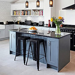 Yaheetech 30'' Metal Bar Stools Set of 4 High Backless Barstool Stackable Bar/Counter Height Bar Stools Metal Bar Chairs, Black