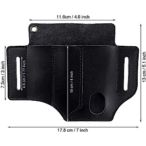 Leather Multi Tool Sheath Pocket Organizer,Multi-Function Tool Sheath for Belt, with Pen Holder, Key Chain, Flashlight Sheath.Everyday Carry (Brown)