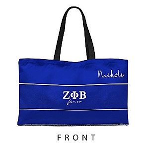BBGreek Zeta Phi Beta Sorority Paraphernalia - Large Travel Tote Bag, Overnight Bag - Personalized (Color Block)