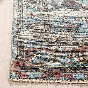 SAFAVIEH Izmir Collection 8' x 10' Blue / Light Brown IZM101T Hand-Knotted Traditional Premium New Zealand Wool Area Rug