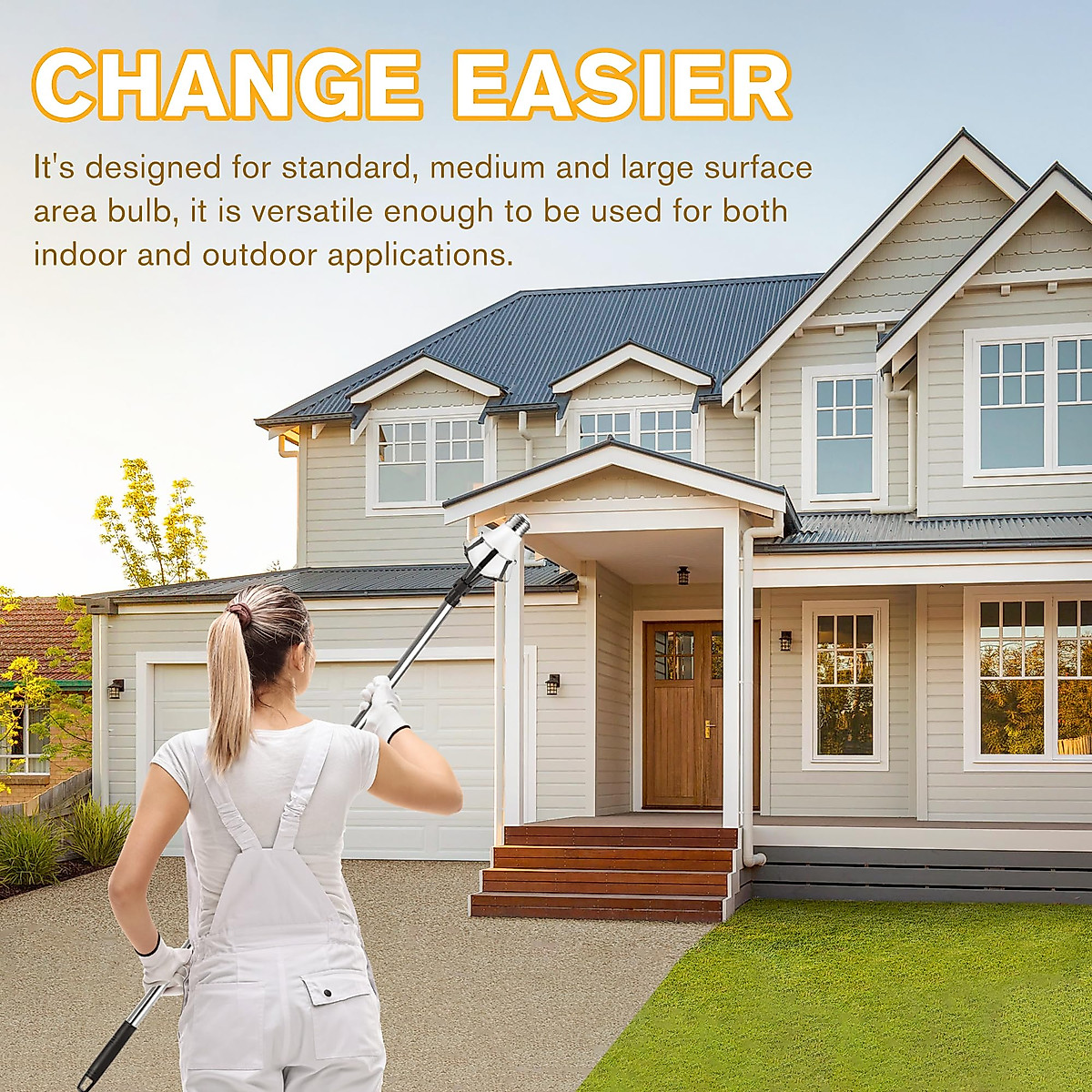 Zylany Light Bulb Changer, High Ceilings and Recessed Light Bulb Changer, Adjustable 3-12.7 Feet Light Bulb Changer for Track Lighting, Compact Fluorescent Lamps (CFL) and Flood Lights