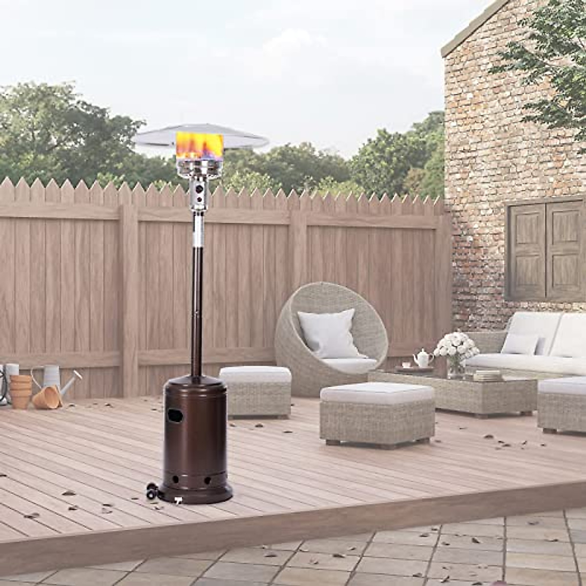 Outdoor Propane Patio Heater, Patio Heater for Outdoor Use 88inch Propane Heater with Portable Wheels Standing Patio Floor Air Heater, for Commercial, Residential, Garden, Porch, Party, Deck