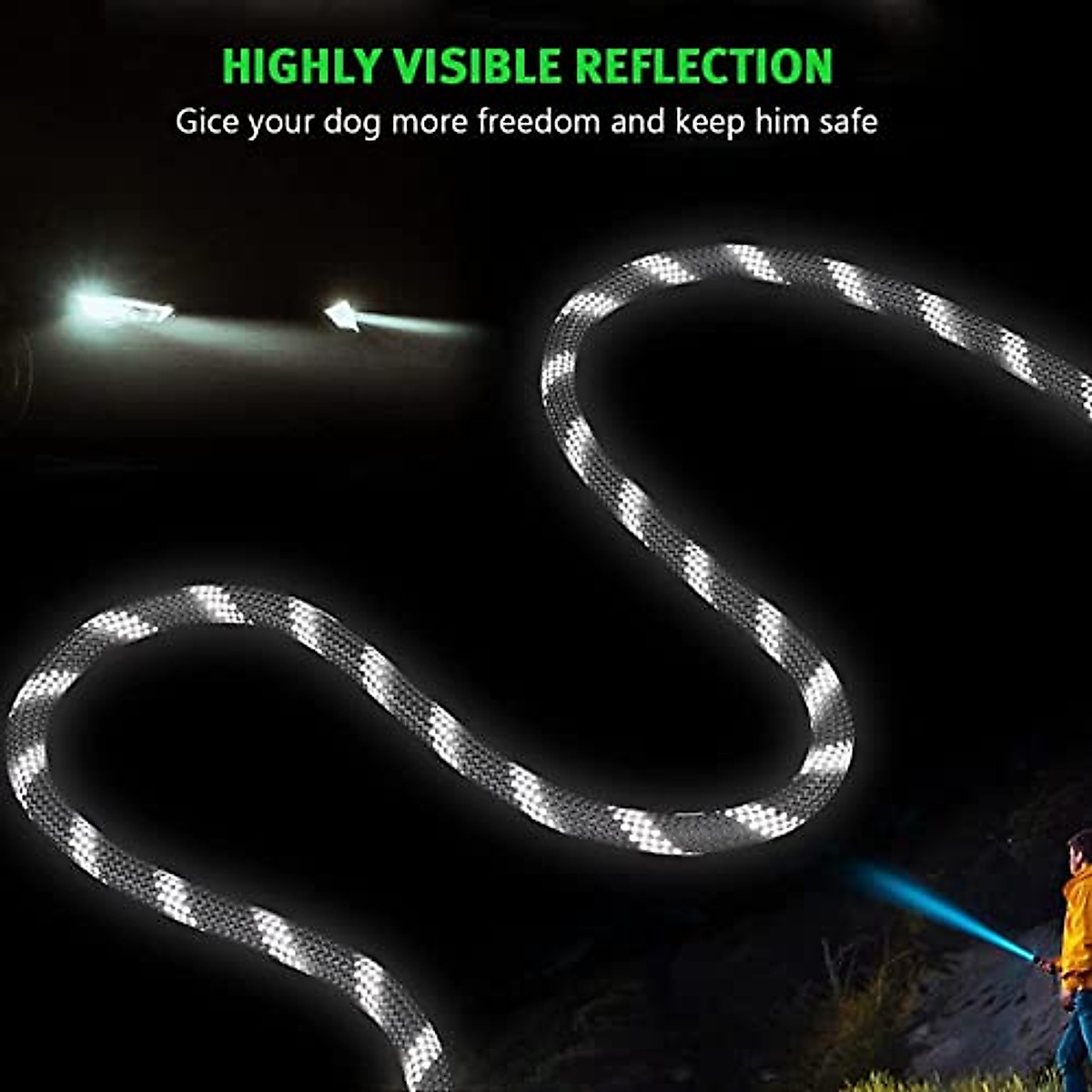 Hands Free Dog Leash 7.5ft Rope Crossbody Dog Leash Reflective for Large Medium Dogs Walking, Jogging and Running