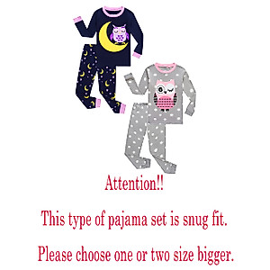 Family Feeling Baby girls Pajamas Long sleeve 100% Cotton Moon Owl Toddler Kid Pjs 12-18 Monthes