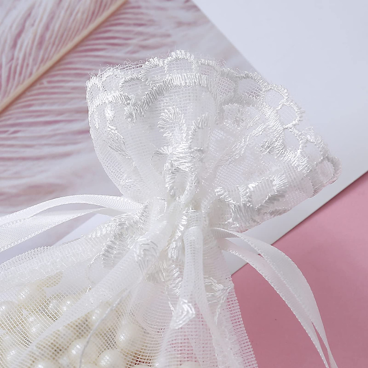 Generally Organza Bags,Gift Wrap Bags, 6Pcs 4x6 Inch White Wedding Drawstring, Jewelry Gift Bags Party, Jewelry, Festival, Bathroom Soaps, Makeup Organza Favor Bags, Small size 6 PCS