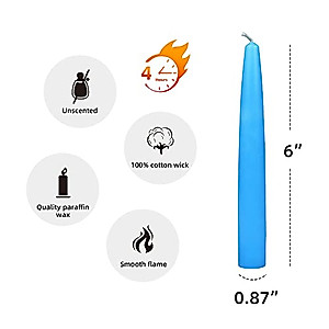 Zest Candle 12-Piece Taper Candles, 6-Inch, Light Blue