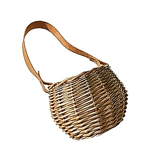 Homeriy Durable and Portable Rattan Basket Outdoor Hanging Basket for Girl Rattan Handwoven Basket with Handle for Candy Fruit Home Garden Decor Photography, 1993544/120006AM47USMNH